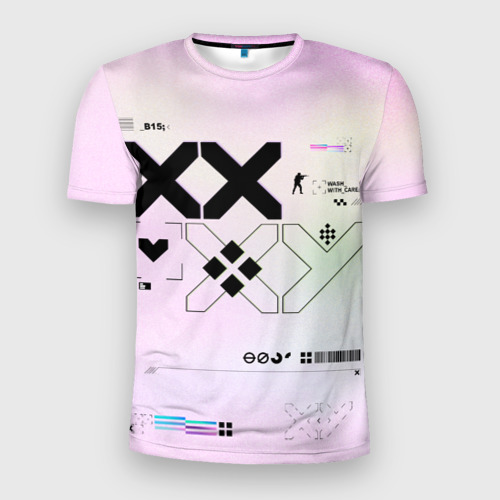 Мужская футболка 3D Slim Printstream style Поток информации Белизна 0.1 ...